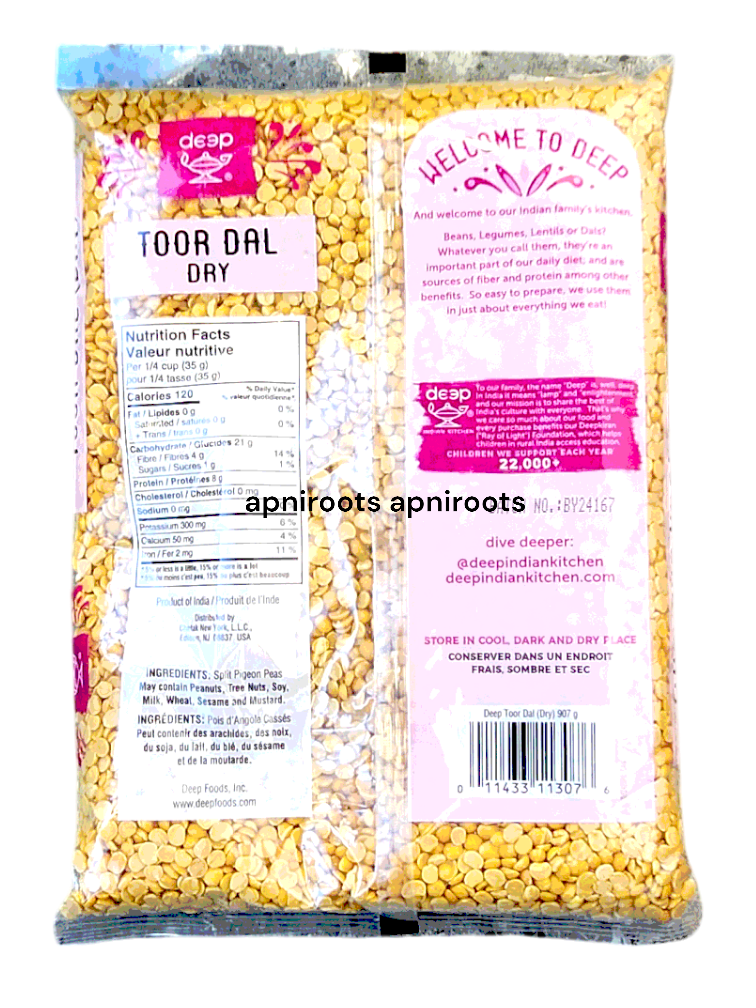 DEEP - TOOR DAL - 2LB by at apniroots Indian Grocery Store Online ...