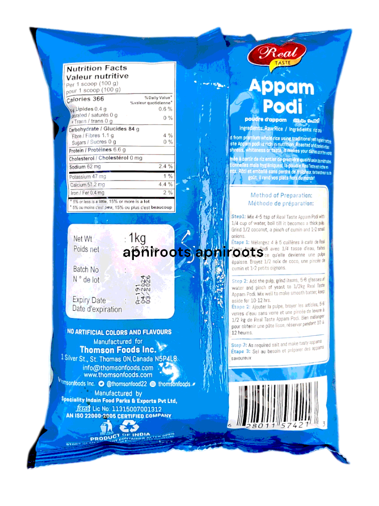 REALTASTE-APPAM-PODI-1KG by at apniroots Indian Grocery Store Online ...