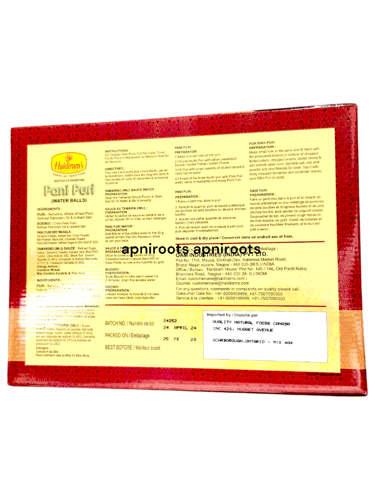 HALDIRAMS - PANI PURI BOX - 240GM by at apniroots Indian Grocery Store ...