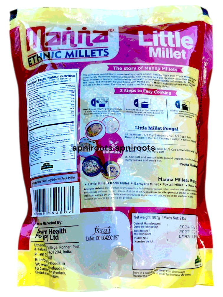 MANNA - LITTLE MILLET - 2LB by at apniroots Indian Grocery Store Online ...