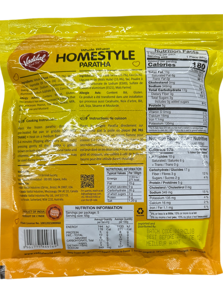 VADILAL HOMESTYLE PARATHA -325GM by at apniroots Indian Grocery Store ...