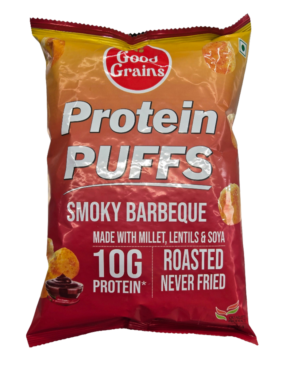 GOOD GRAINS - PROTEIN PUFFS - SMOKY BARBEQUE - 60GM by at apniroots ...