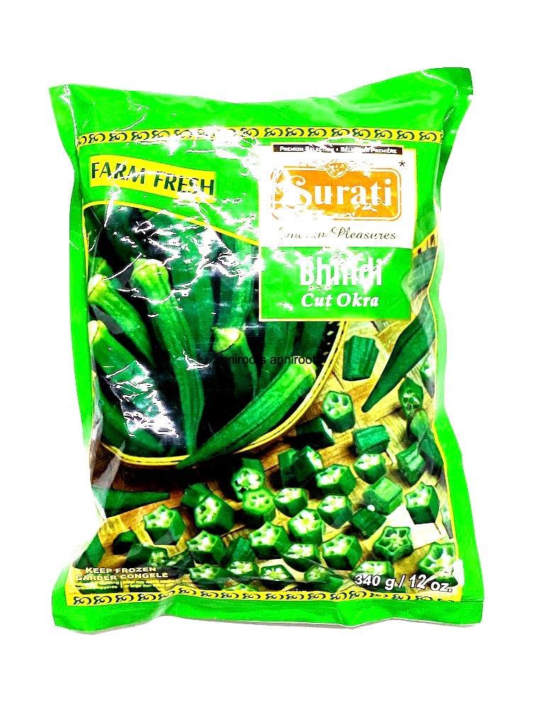 SURATI BHINDI OKRA CUT340 G by at apniroots Indian Grocery Store Online ...